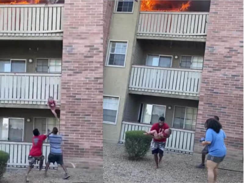 Former U.S. Marine And Football Player Catches Toddler Thrown From ...