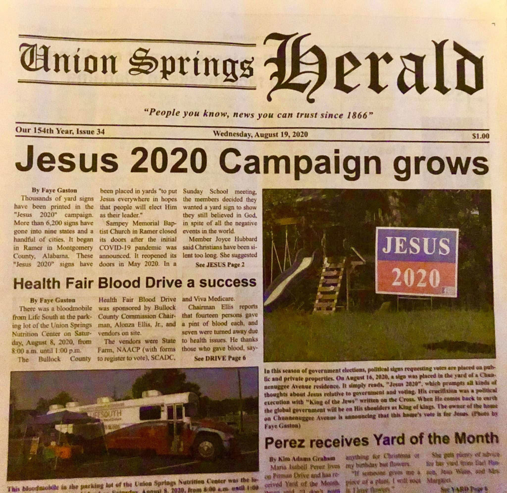 Over 5,000 Put Up ‘JESUS 2020’ Signs Across America Ahead Of Election ...