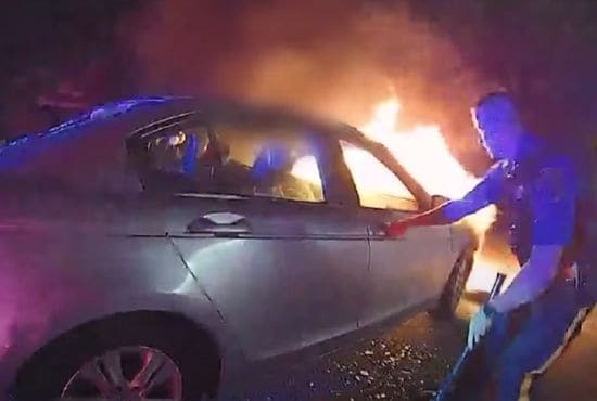 Cops Save Man From Burning Vehicle Just Seconds Before Flames Totally ...