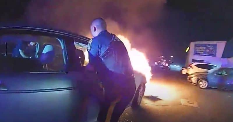 Cops Save Man From Burning Vehicle Just Seconds Before Flames Totally ...