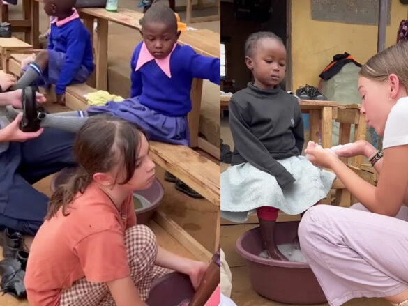 Kids Wash The Feet Of Their Friends And Give Them Brand New Shoes ...